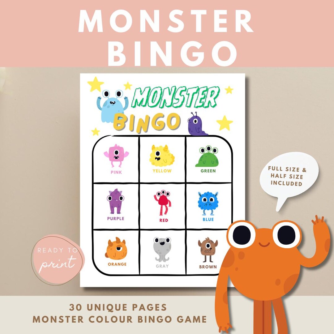 Color Monster Bingo Game Preschool Activities Digital Resource Bingo Cards JK Early Childhood ...
