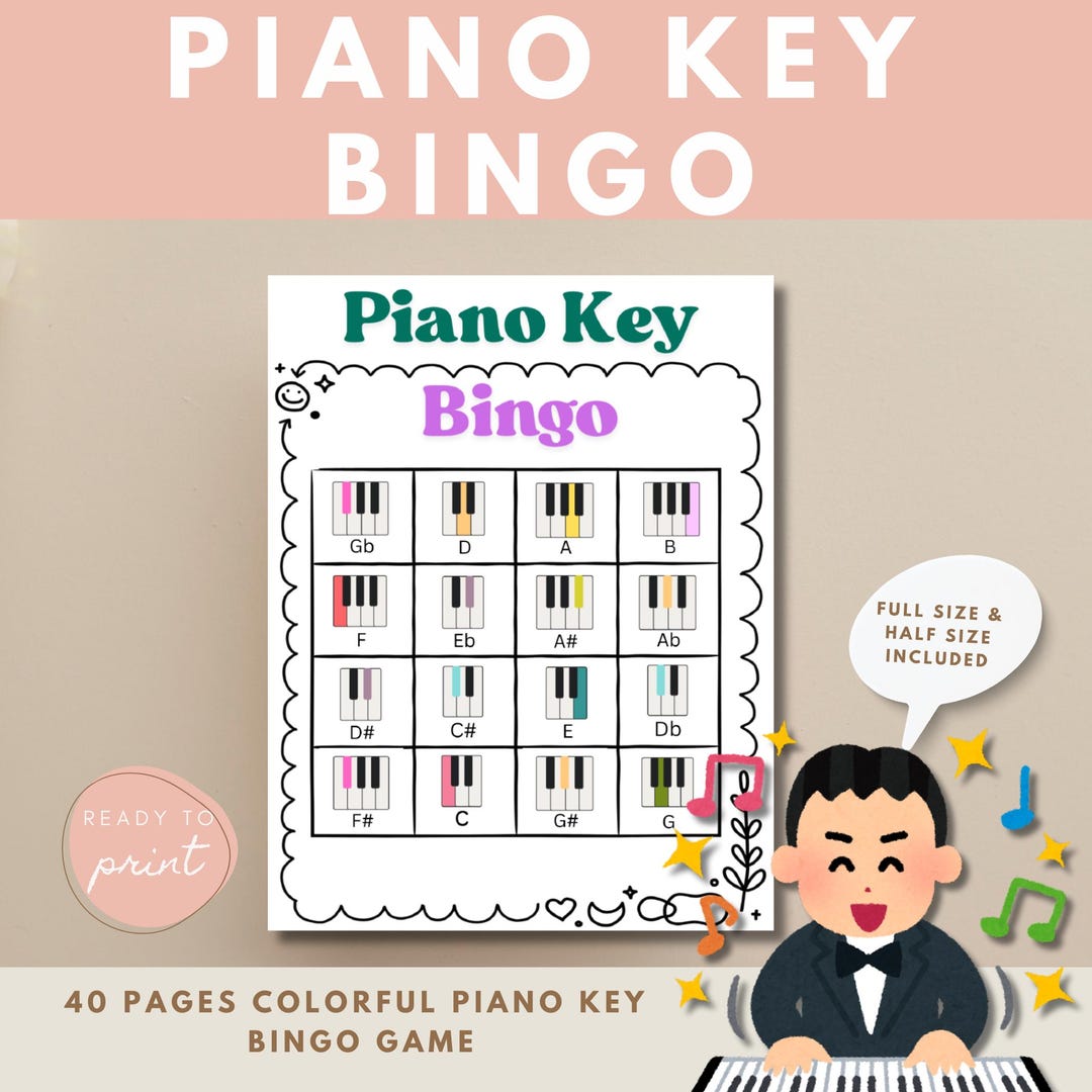 Piano Key Bingo Game Print at Home Music Activity Preschool ...