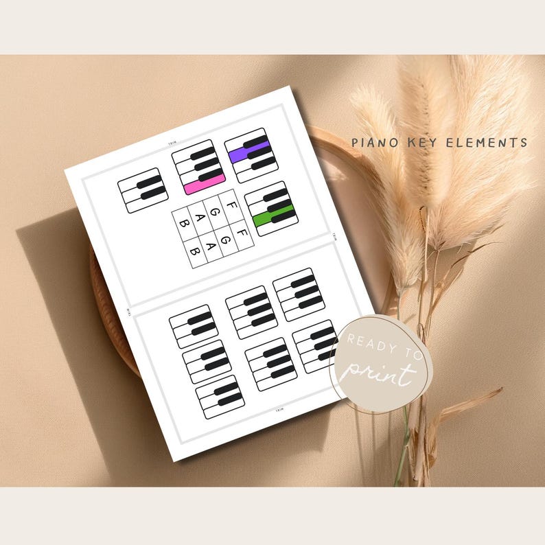 Piano Key Music Memory Game, 2 Black Keys & 3 Black Keys Note ...