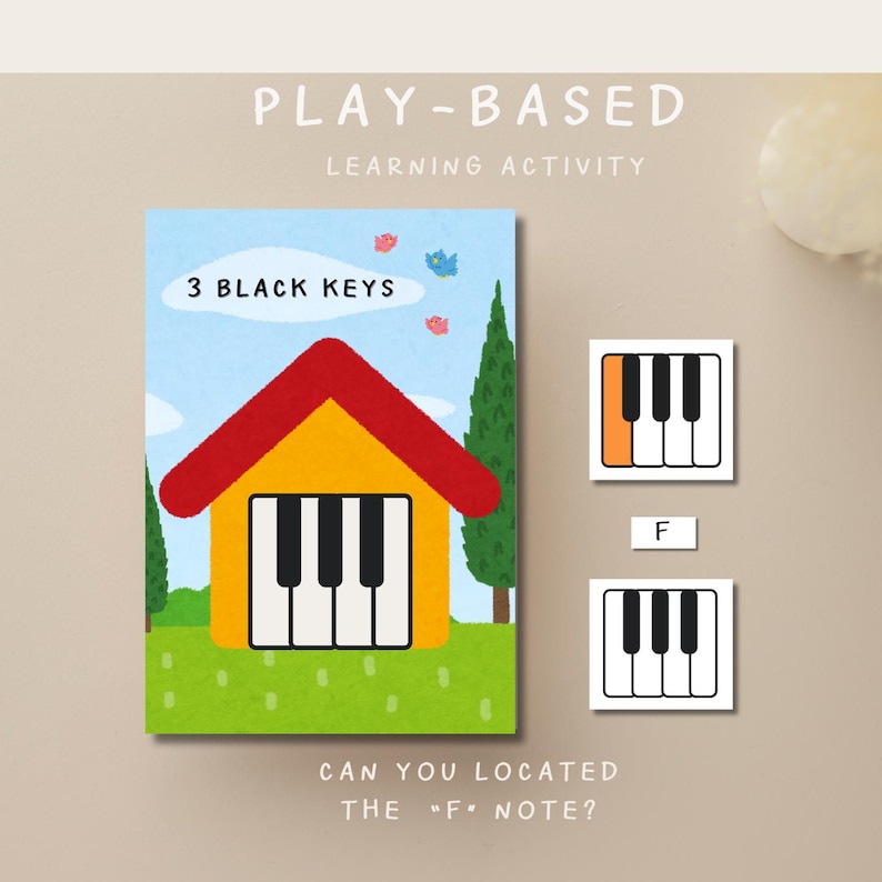 Piano Key Music Memory Game, 2 Black Keys & 3 Black Keys Note ...