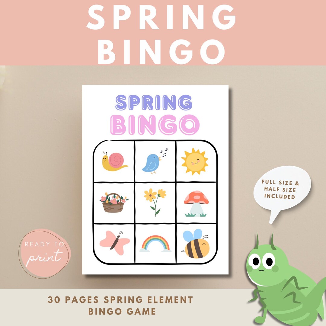 Spring Bingo Printable Games Kindergarten, Digital Download, Printable ...
