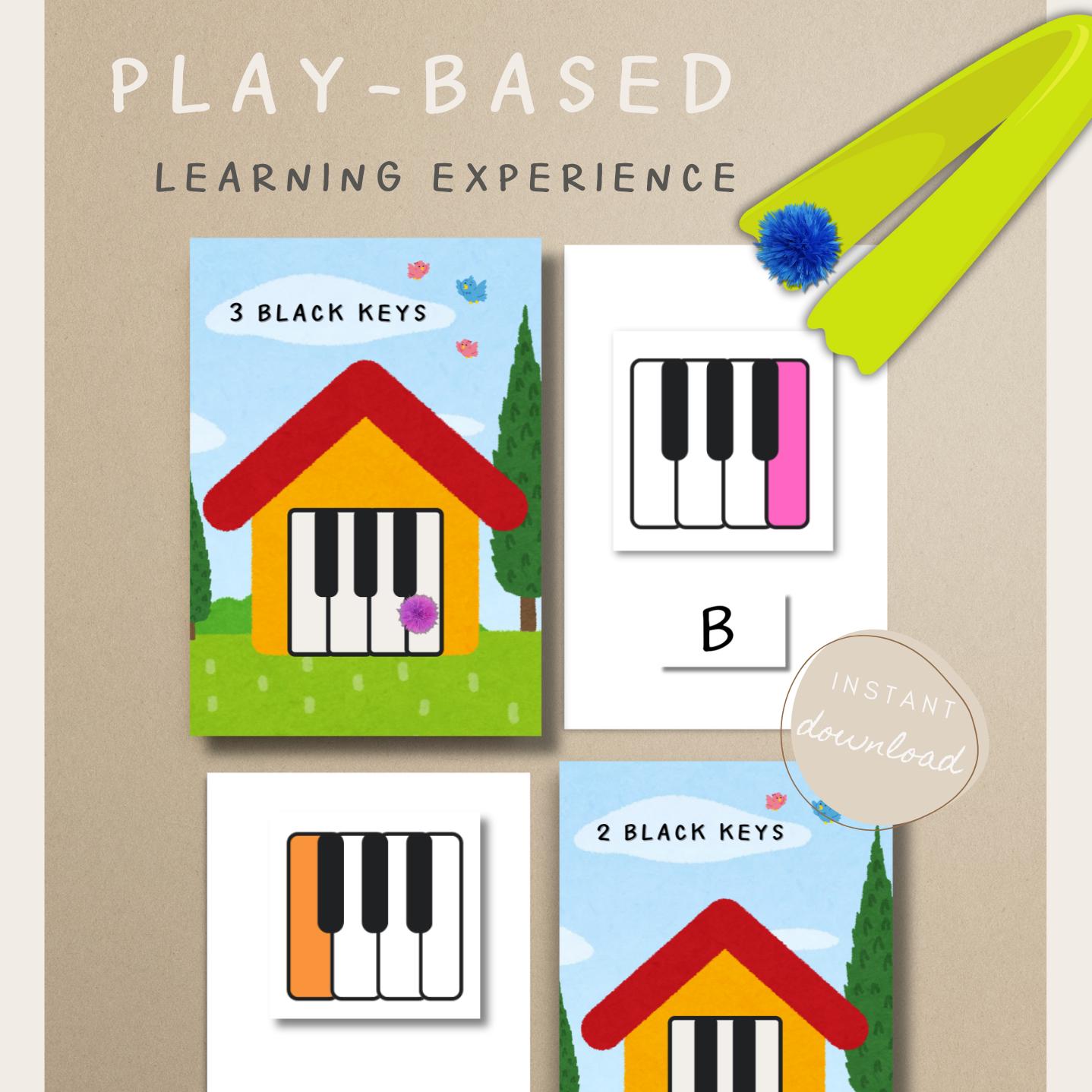 Piano Key Music Memory Game, 2 Black Keys & 3 Black Keys Note ...