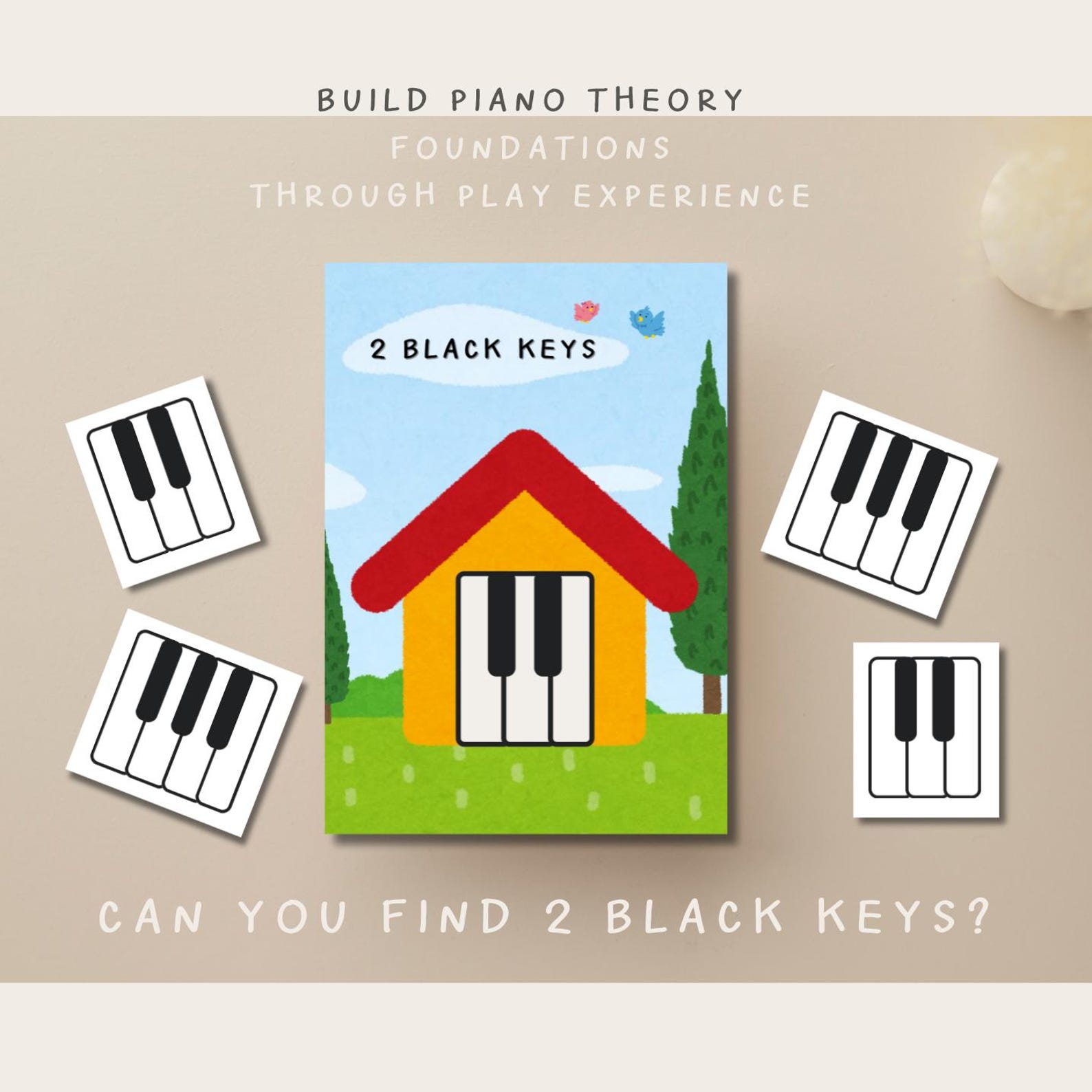 Piano Key Music Memory Game, 2 Black Keys & 3 Black Keys Note ...