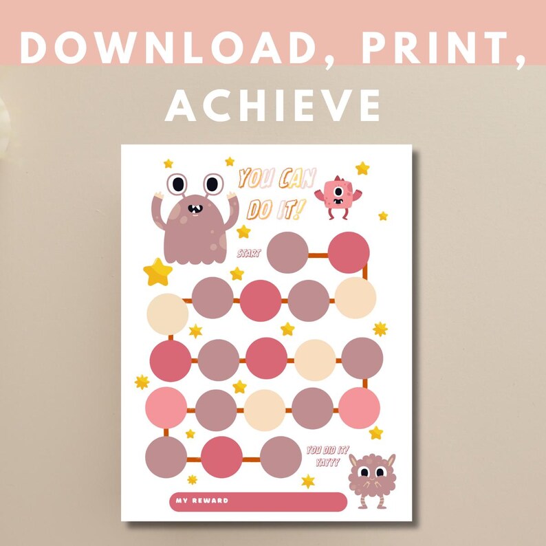 Reward Charts Printable for Kids Print at Home Monster Themed Behavior ...