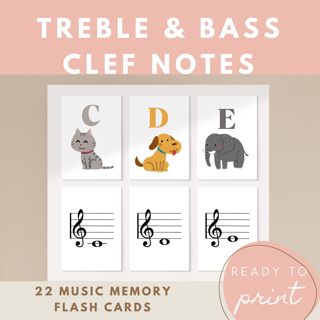 Music Notes, Preschool Montessori, Bass Clef, Treble Clef Memory Game ...