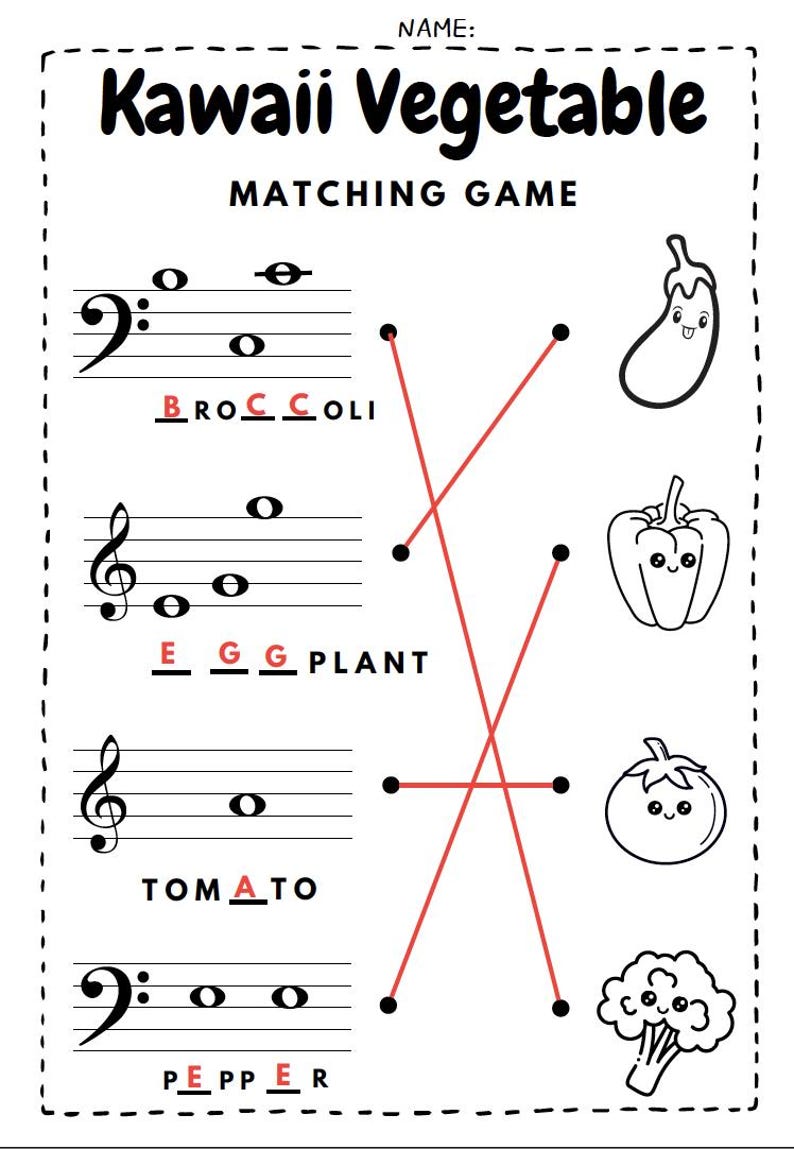 Kawaii Music Note Worksheet: Beginner Music Education (digital Download ...