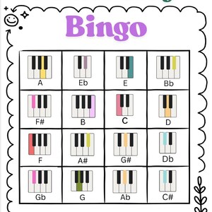 Piano Key Bingo Game Print at Home Music Activity Preschool ...