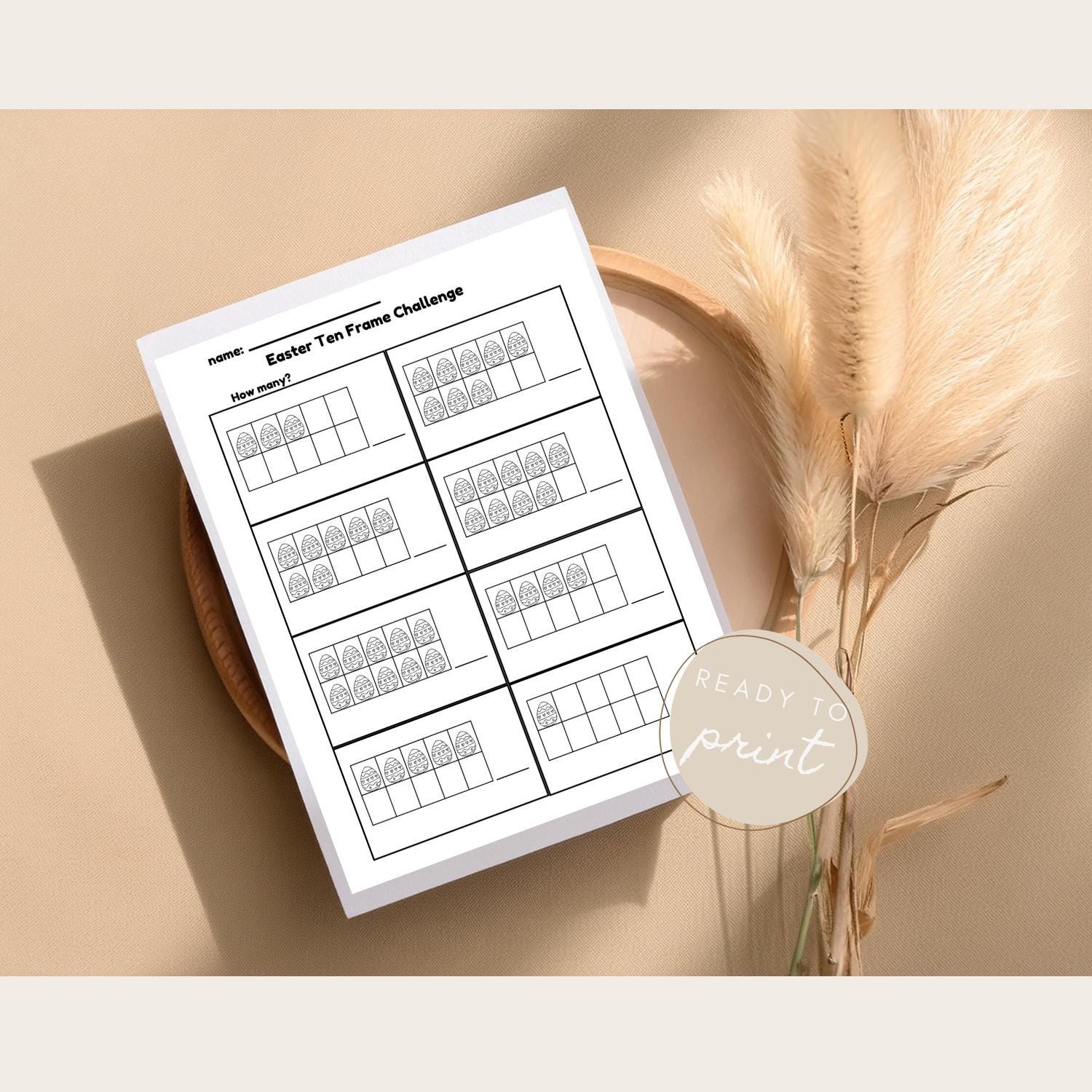 Easter Math Worksheets, Ten Frames Counting (digital Download) - Etsy