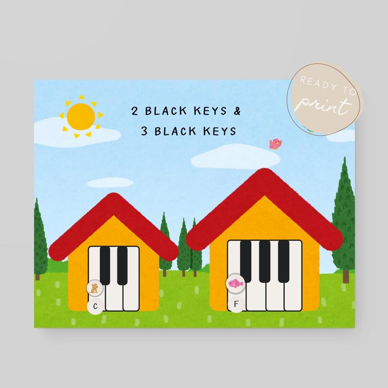 Piano Key Recognition, Fun Music Activity for Young Children, Piano ...