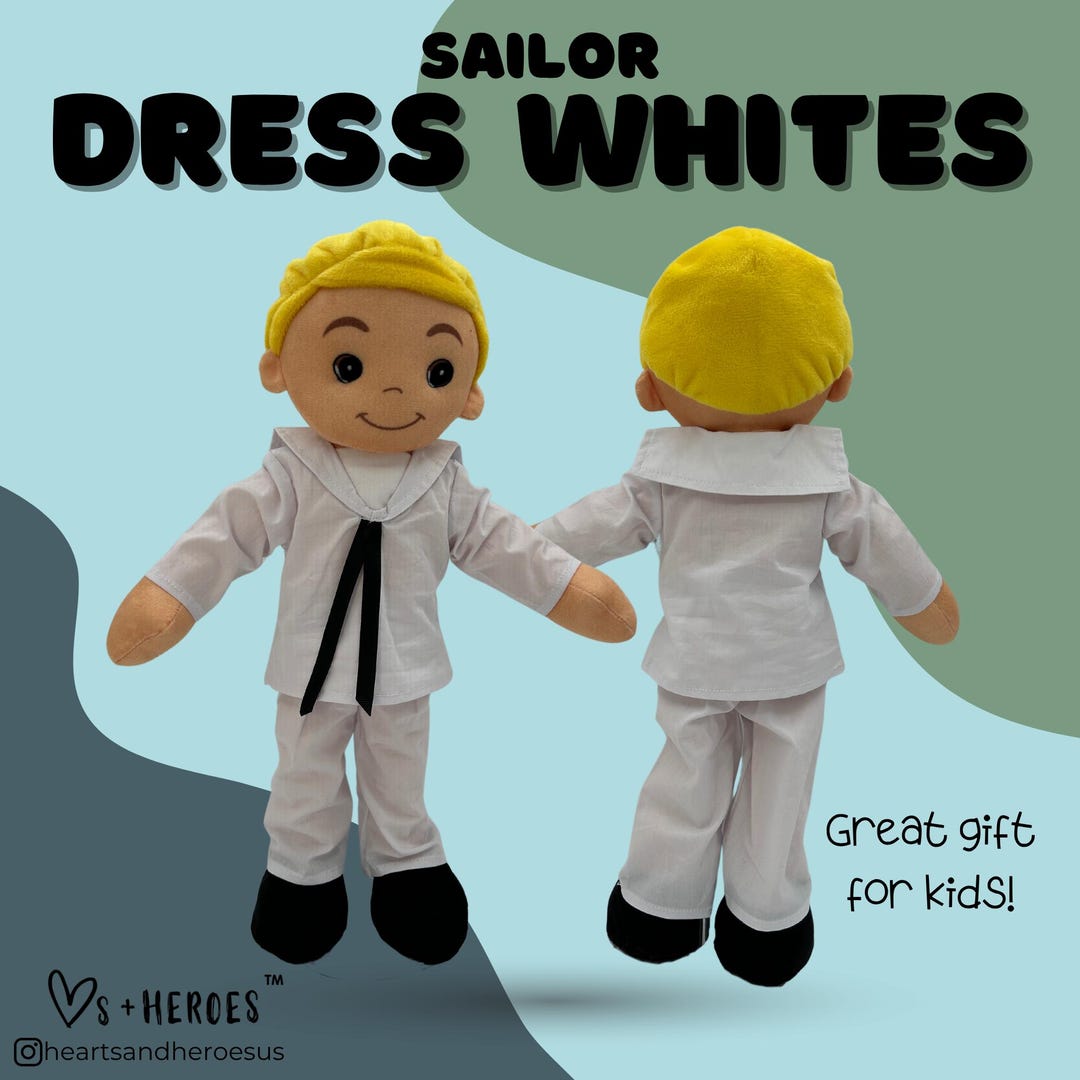 Sailor Dress Whites Enlisted Navy Military Hero Custom Plush Doll Daddy ...
