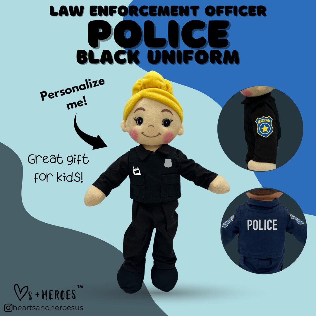 Police Doll BLACK Uniform Law Enforcement Sheriff Heroes Plush Daddy ...