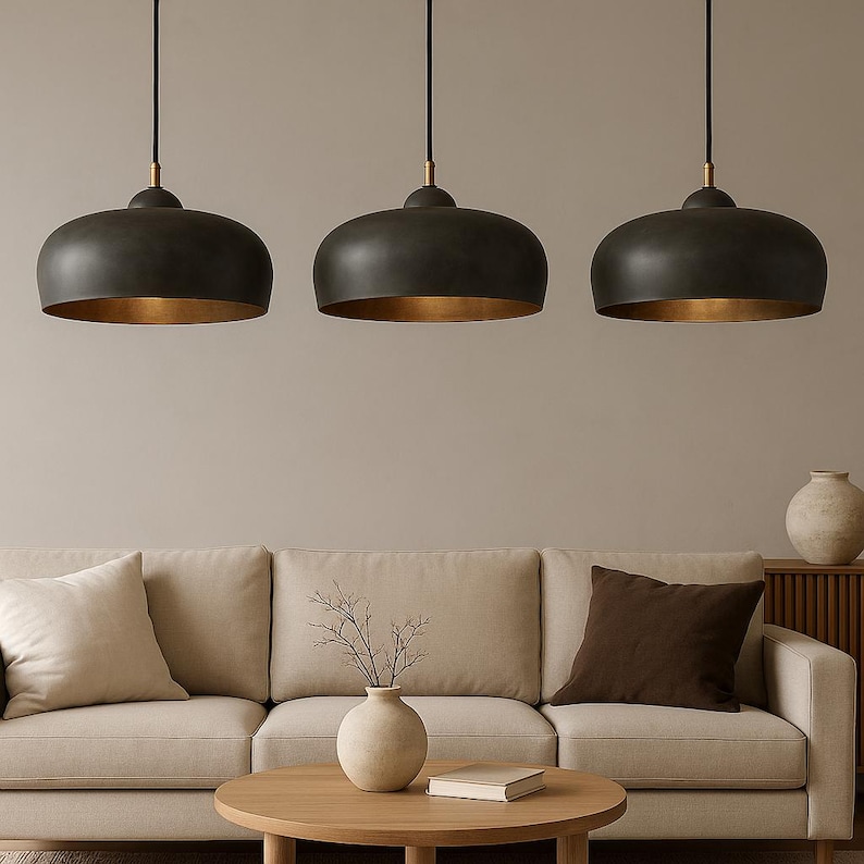 Patina Dome Pendant Light: Brass Farmhouse Kitchen Lighting - Etsy