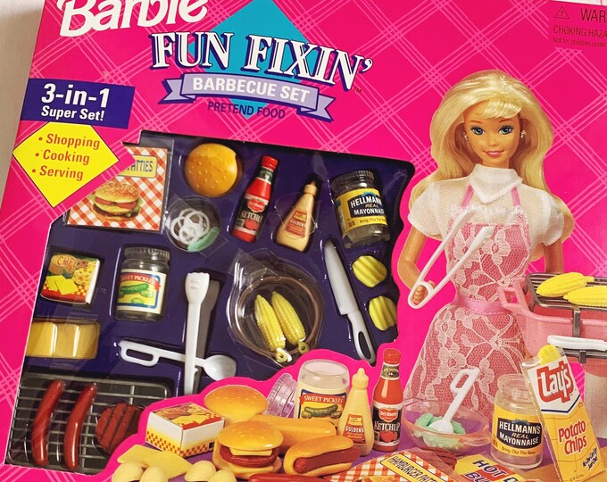 Vintage 1990s Barbie Fun Fixin Dinner Set NIB - Etsy