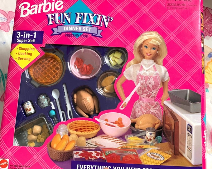 Vintage 1990s Barbie Fun Fixin Dinner Set NIB - Etsy