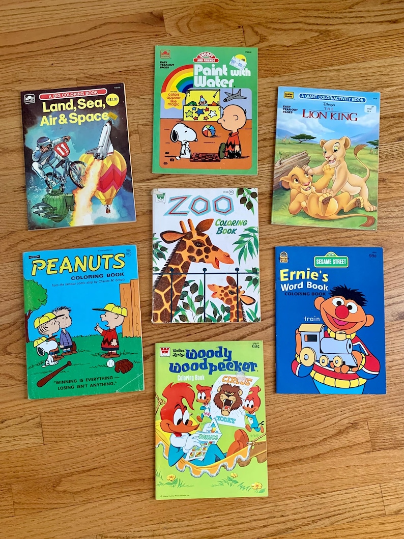 Vintage Kids Coloring Book Set of 7 Gently Used - Classic Characters ...