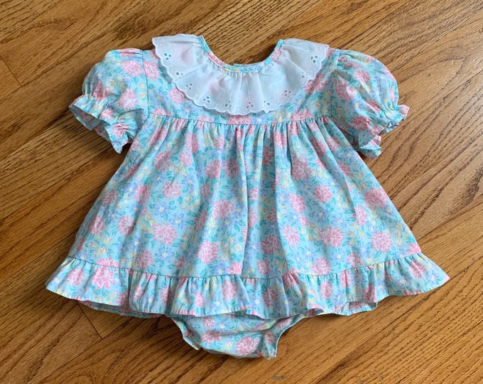 6M Vintage 1980s Baby Dress Bloomer Set, Cutest One Floral Print Dress ...