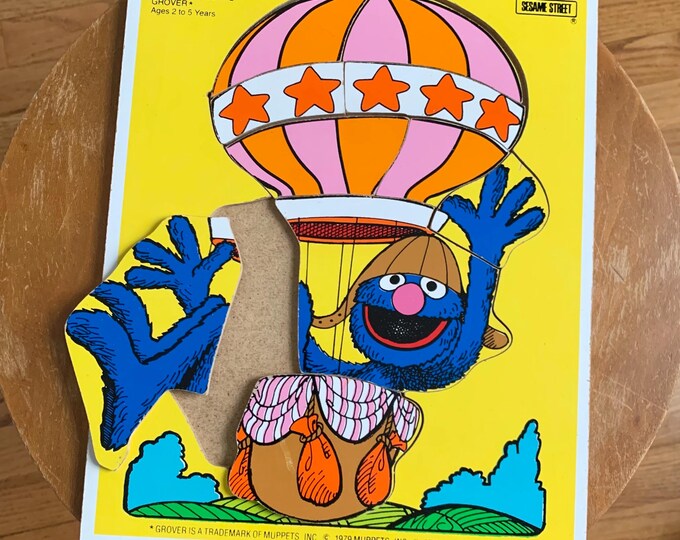 Vintage 1970s Playskool Sesame Street Grover Frame Tray Puzzle VGC 10 ...