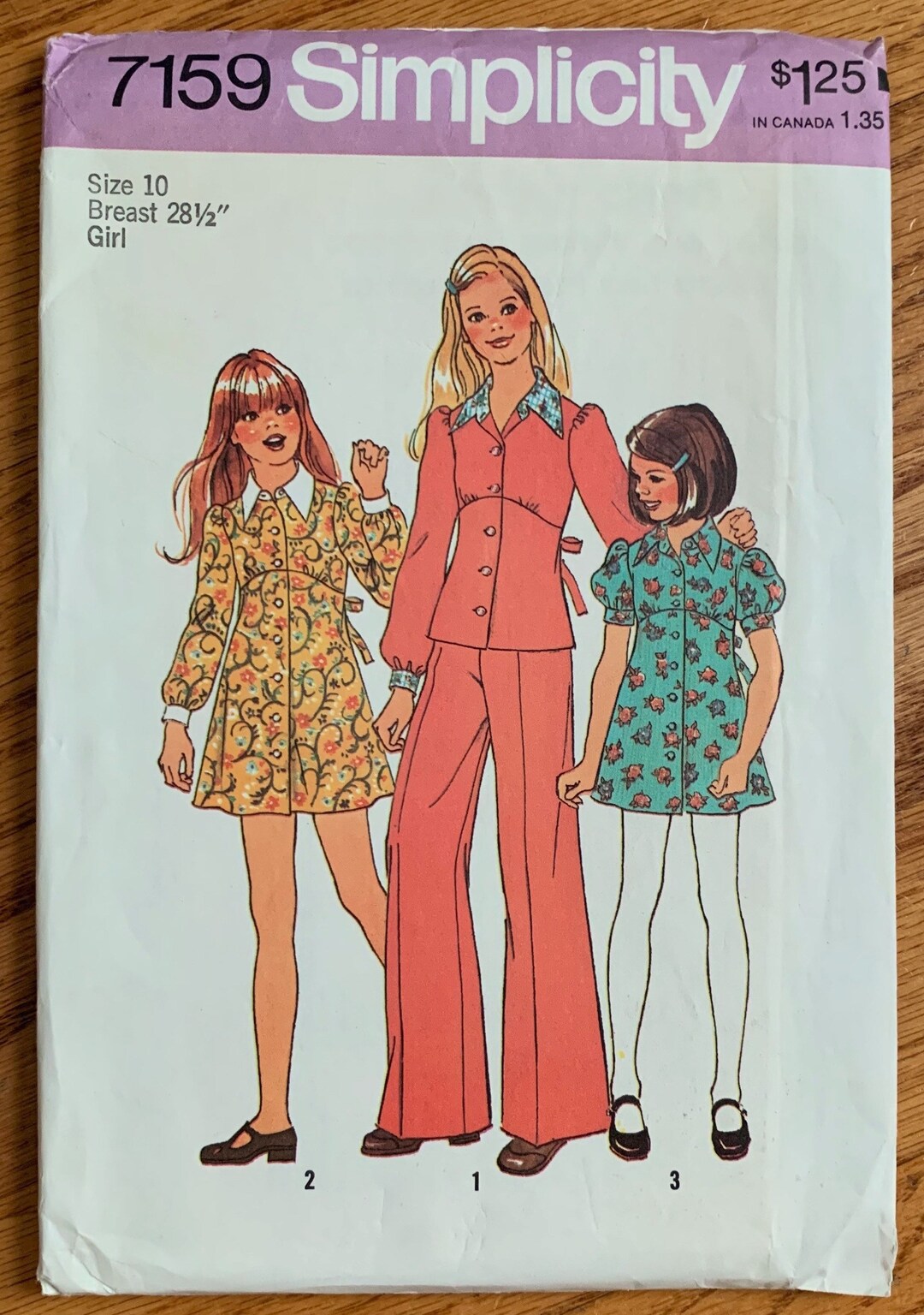 Vintage 1970s Girls Groovy Mini Dress, Top & Wide Leg Pants Sewing ...