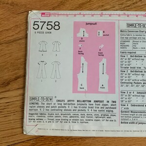 Vintage 1970s Kids Bell Bottom Jumpsuit Sewing Pattern - Long & Short ...