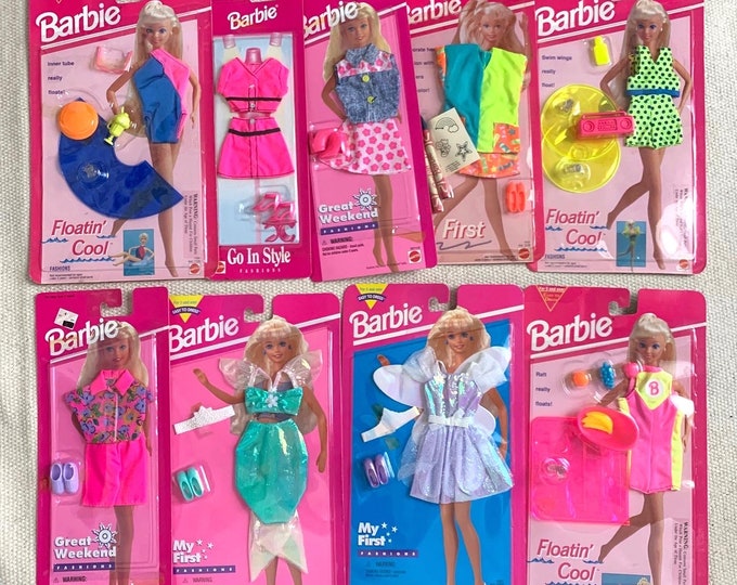 Vintage 1990s Barbie Doll Clothes Lot, Set of 9 NIP Fashion Doll ...