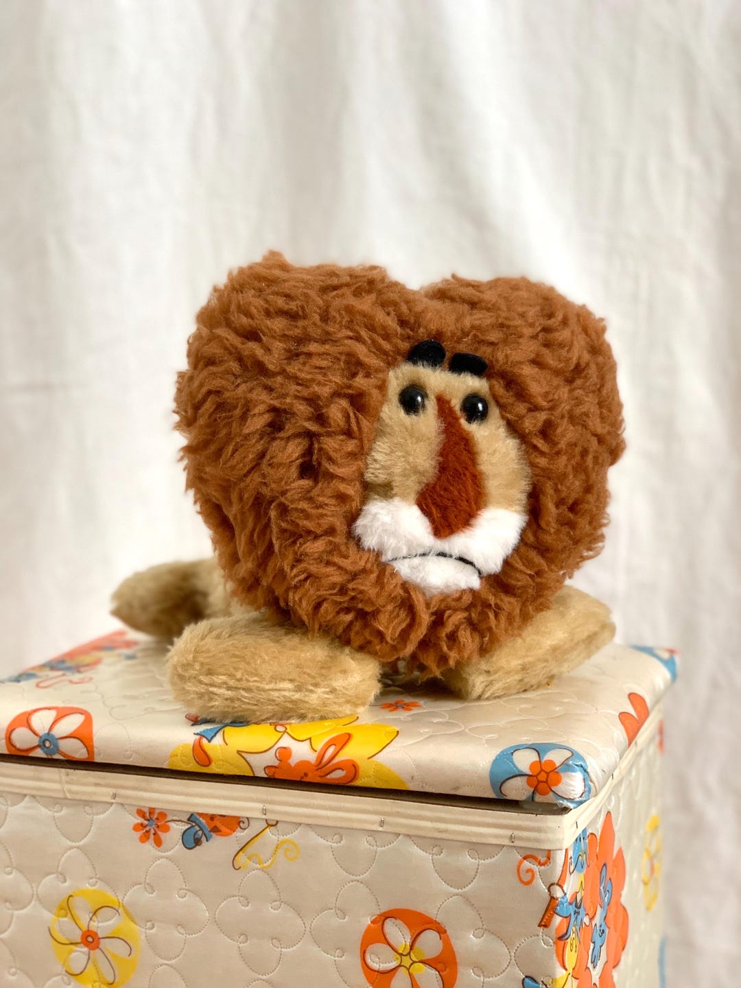 Retro 60s-70s Animal Fair Lion Plush: Heart-shaped Head, Flat Body ...