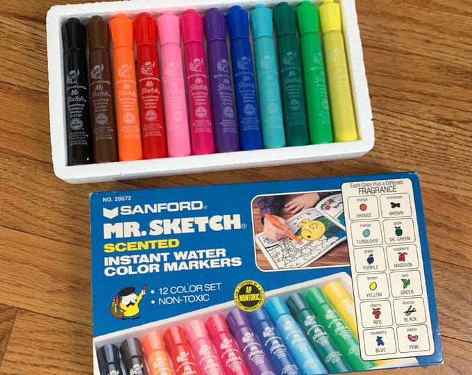 Vintage 1980s Sanford Mr. Sketch Scented Markers 12 Color Set, Display Prop Only - Etsy