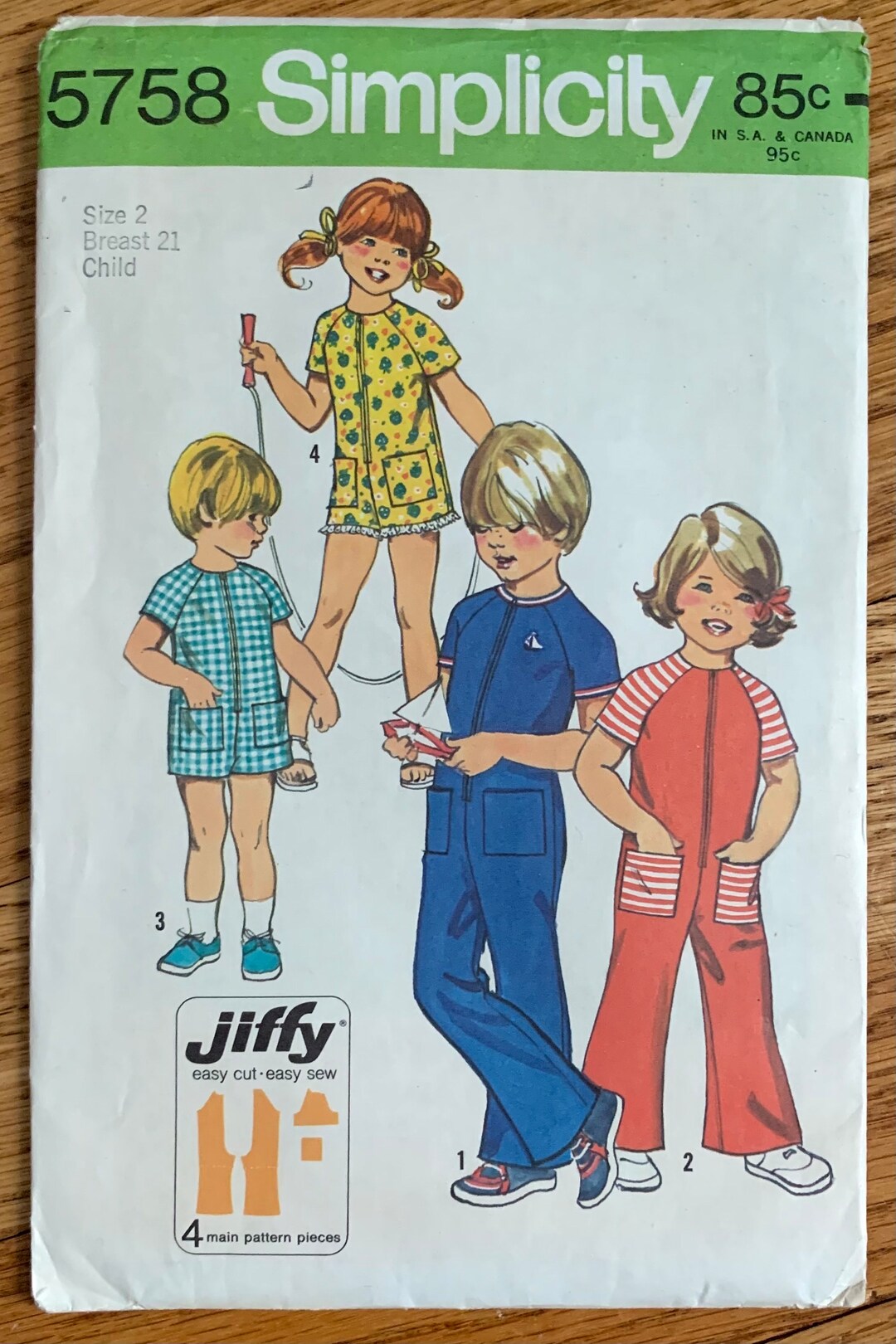 Vintage 1970s Kids Bell Bottom Jumpsuit Sewing Pattern - Long & Short ...