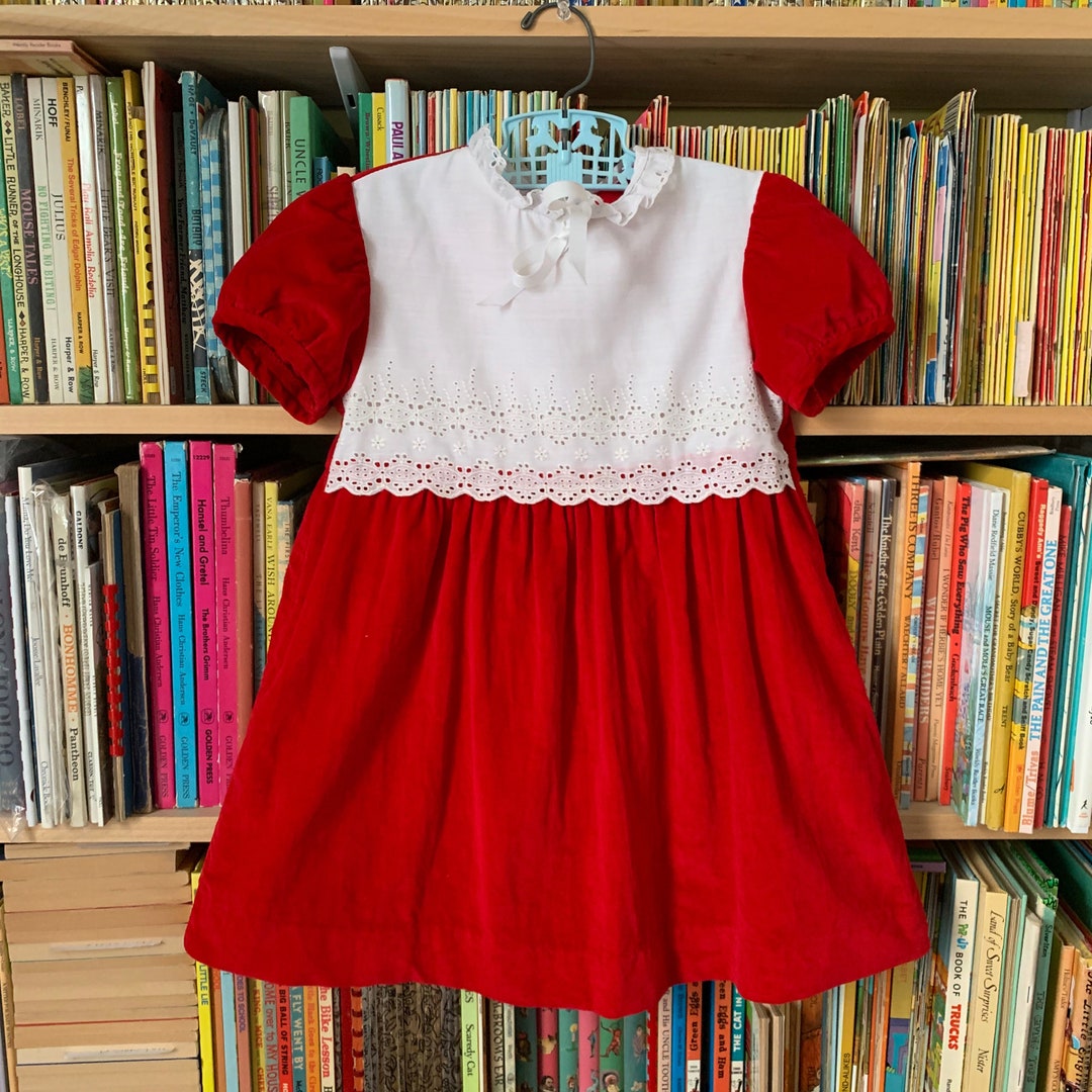Vintage 1980s Good Lad Red Velvet Party Dress - 4T Occasion Outfit With ...