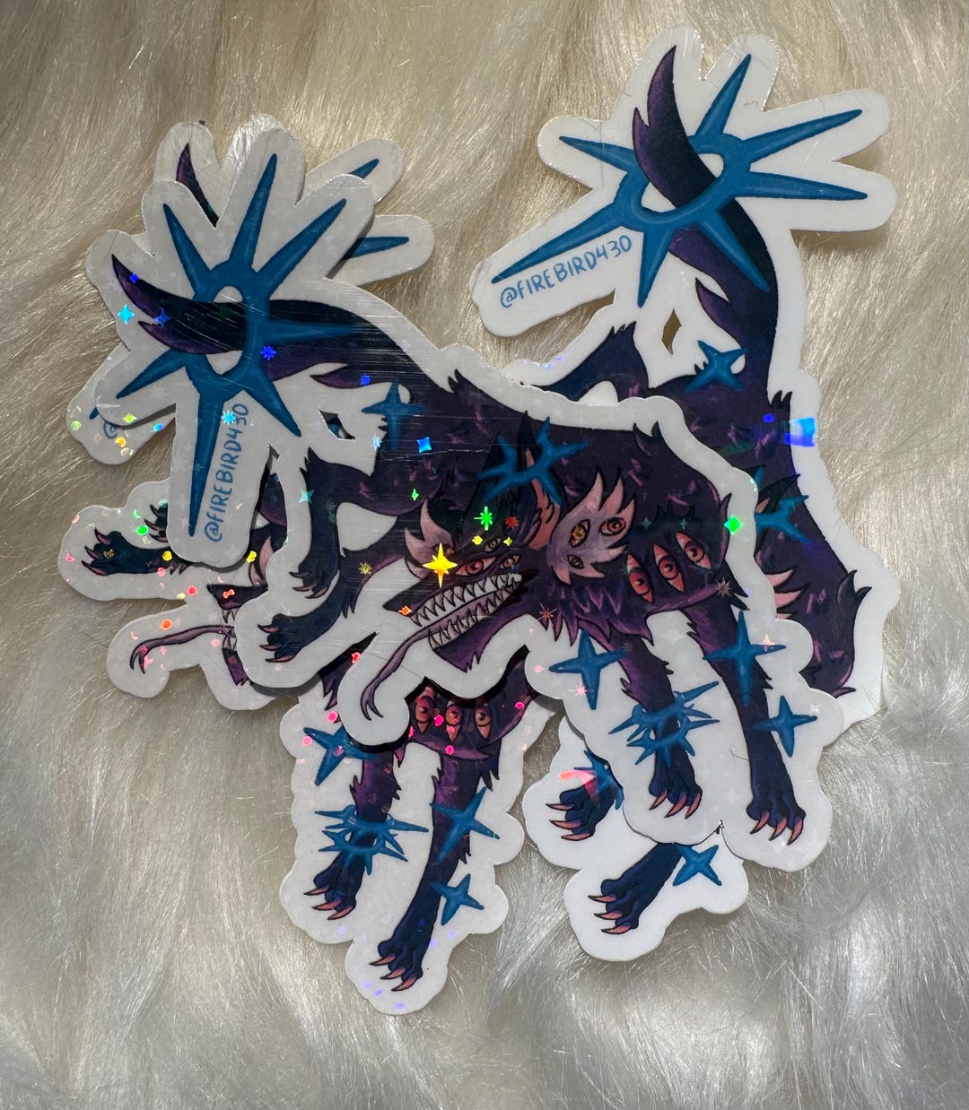 4.5 X 2 Holographic Angel Wolf Sticker | Wolf Sticker | OOAK Sticker - Etsy