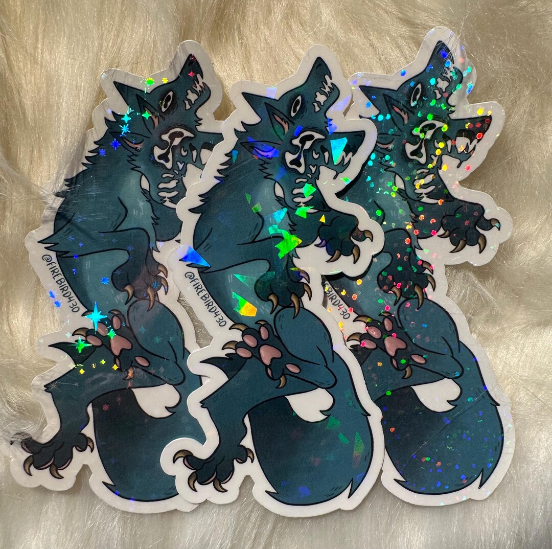 4.5 X 2 Holographic Wolf Sticker | Melting Wolf Sticker | OOAK Sticker ...