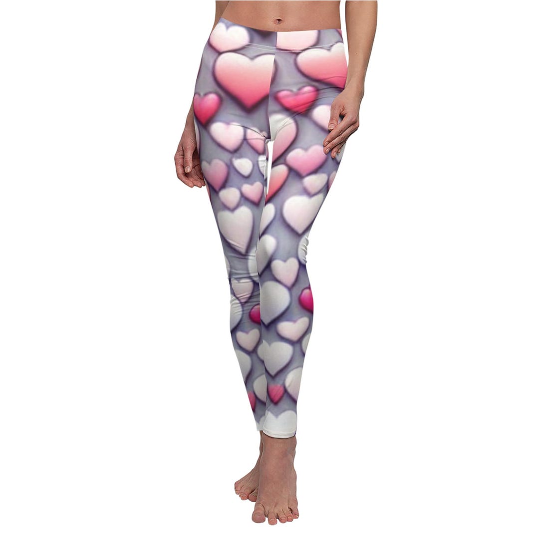 Heart Pattern Leggings | Women's Cut & Sew Casual Leggings - Etsy