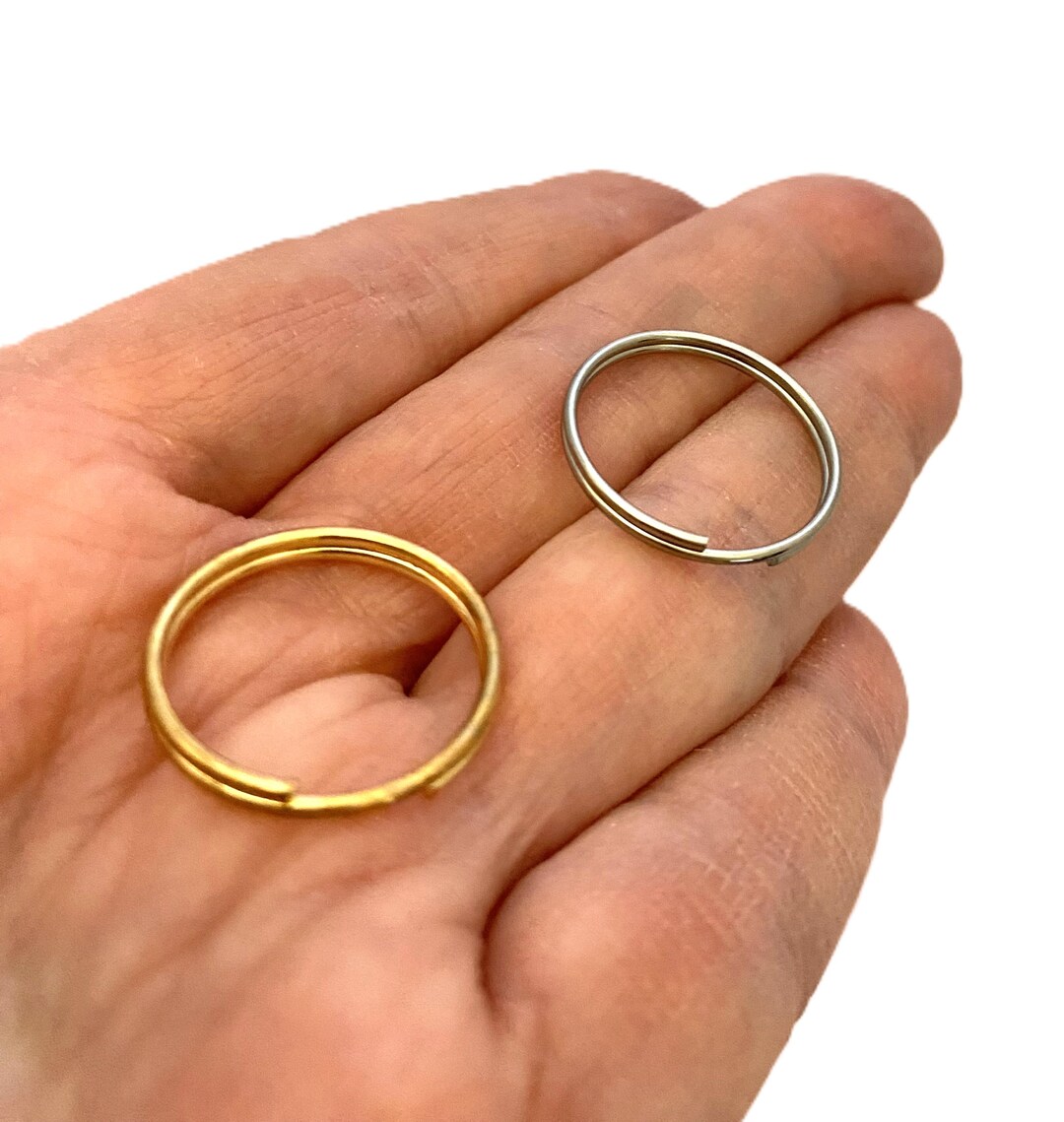 10 Stainless Steel Split Jump Rings Round Silver or Gold Tone 20mm or ...
