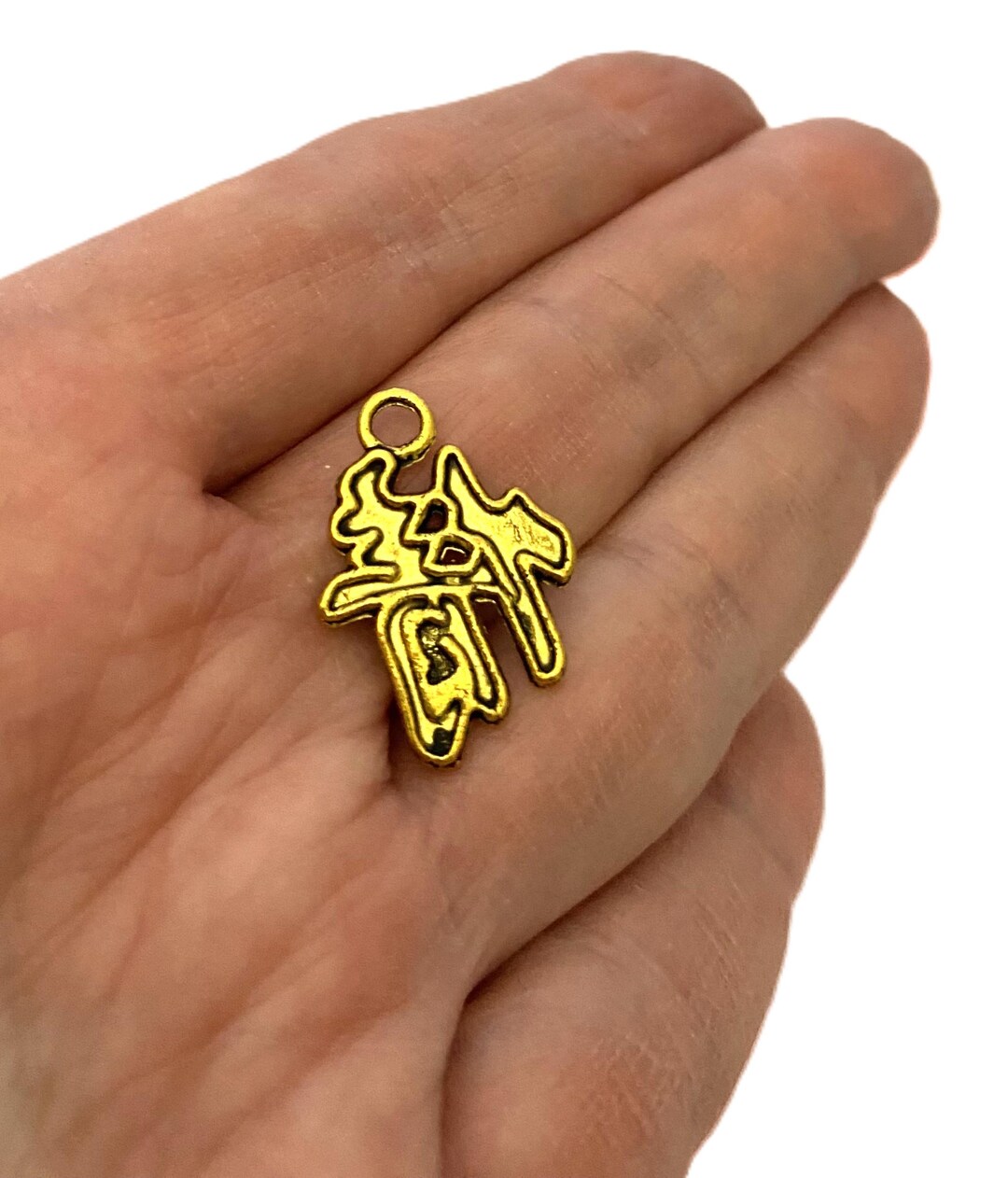 Antique Gold Chinese Symbol Charms: 'feeling' Design, Jewelry Making ...