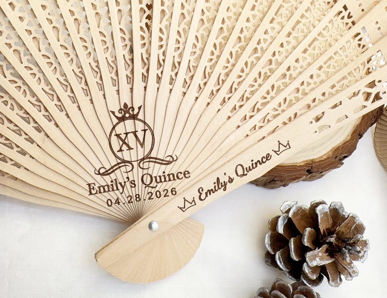 Personalized Fans Quinceañera Party Favor, Engraved Quinceañera Fans ...