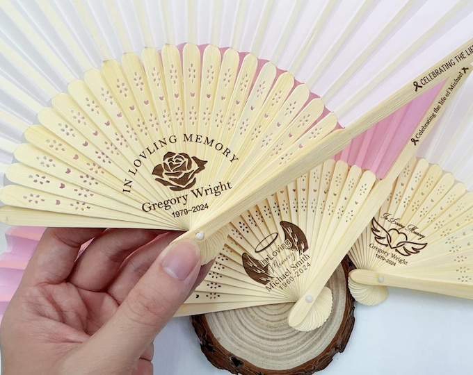 Bulk Personalized Memorial Funeral Favors Celebration of Life Fan Favor ...
