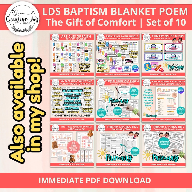 LDS Baptism Blanket Poem Set – the Gift of Comfort | Printable Primary ...