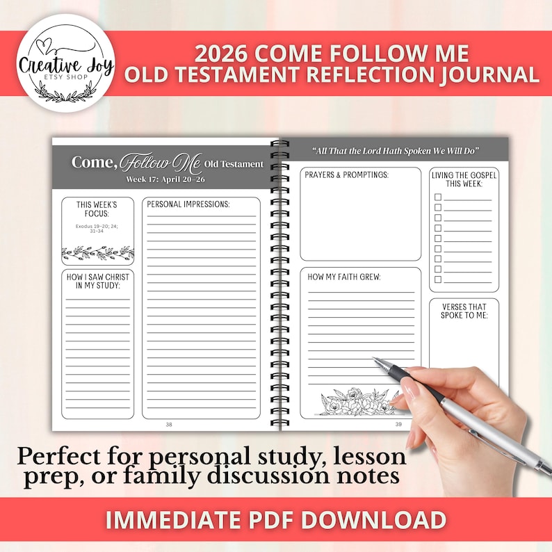 2026 Come Follow Me Old Testament Reflection Journal | 52 Week ...