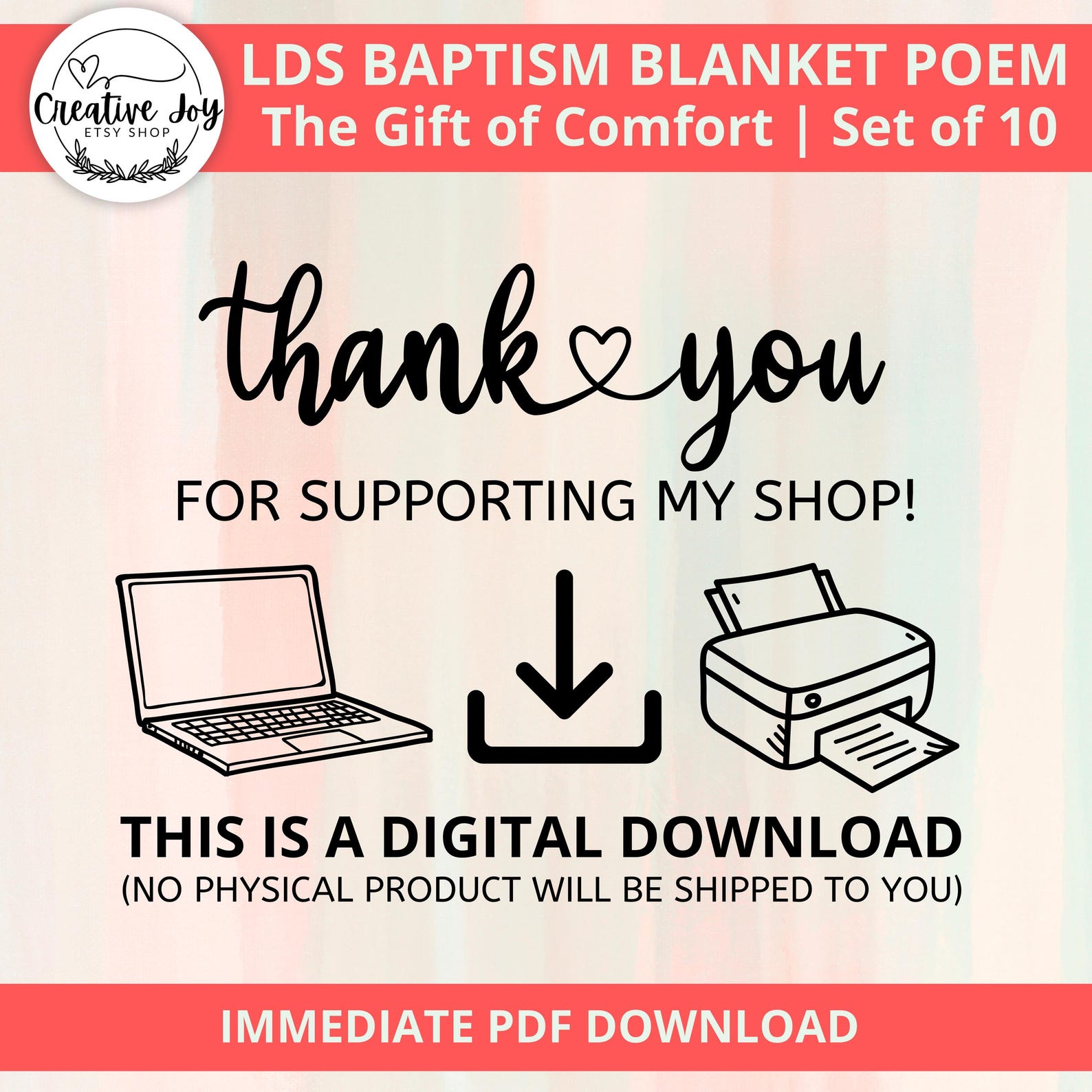 LDS Baptism Blanket Poem Set – the Gift of Comfort | Printable Primary ...