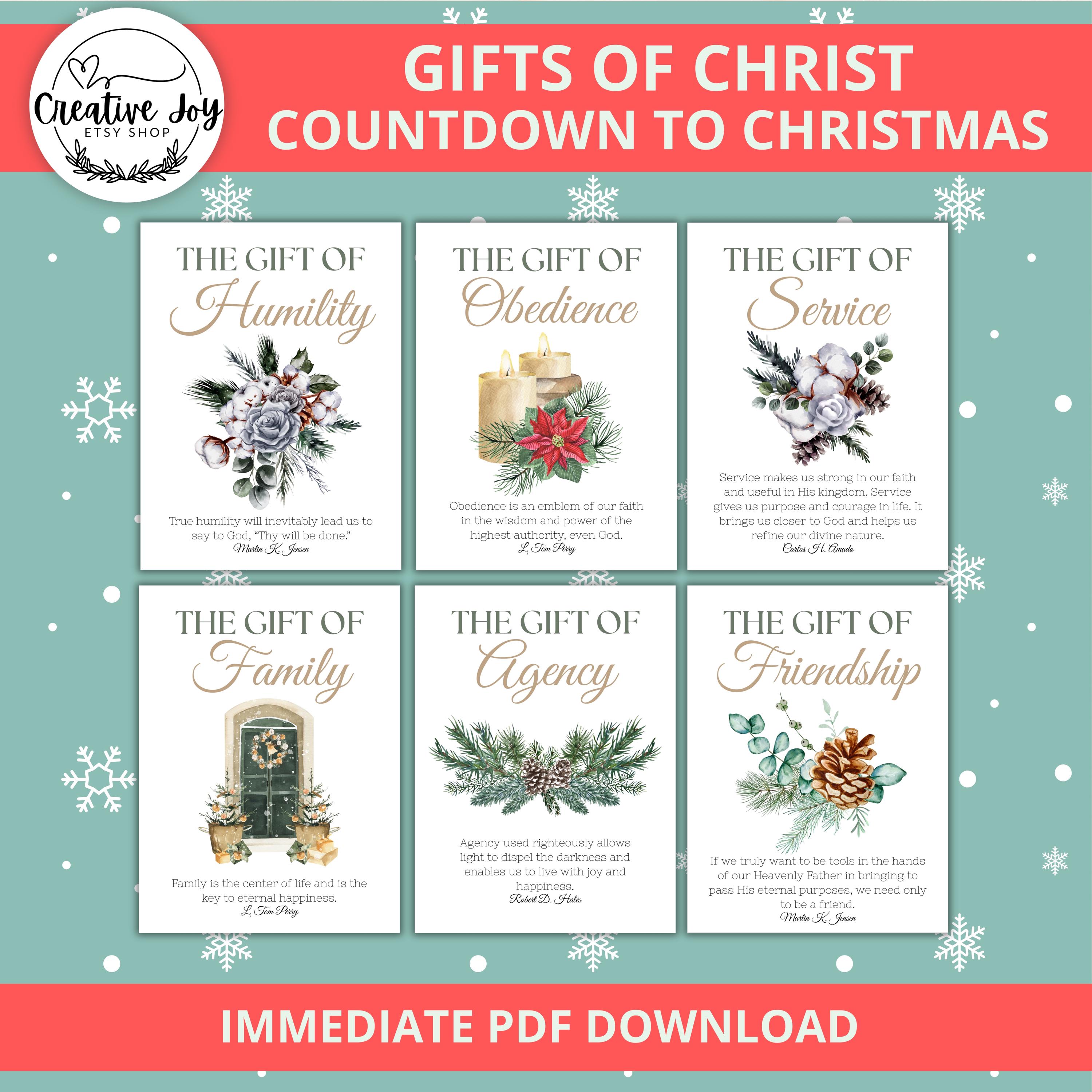 Gifts of Christ Christmas Countdown Cards | 30 Printable Cards ...