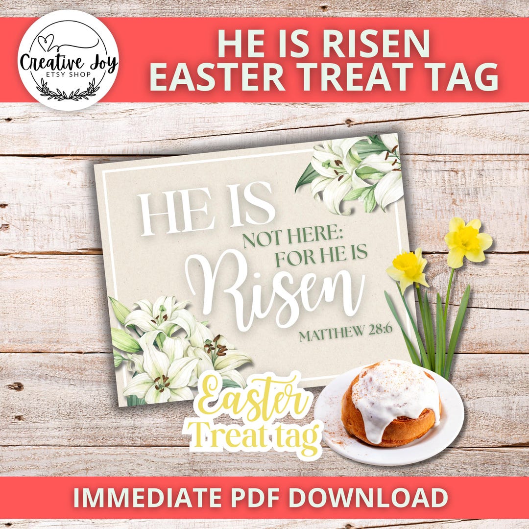 He is Risen Easter Treat Tag | Christian Easter Printable | Religious ...