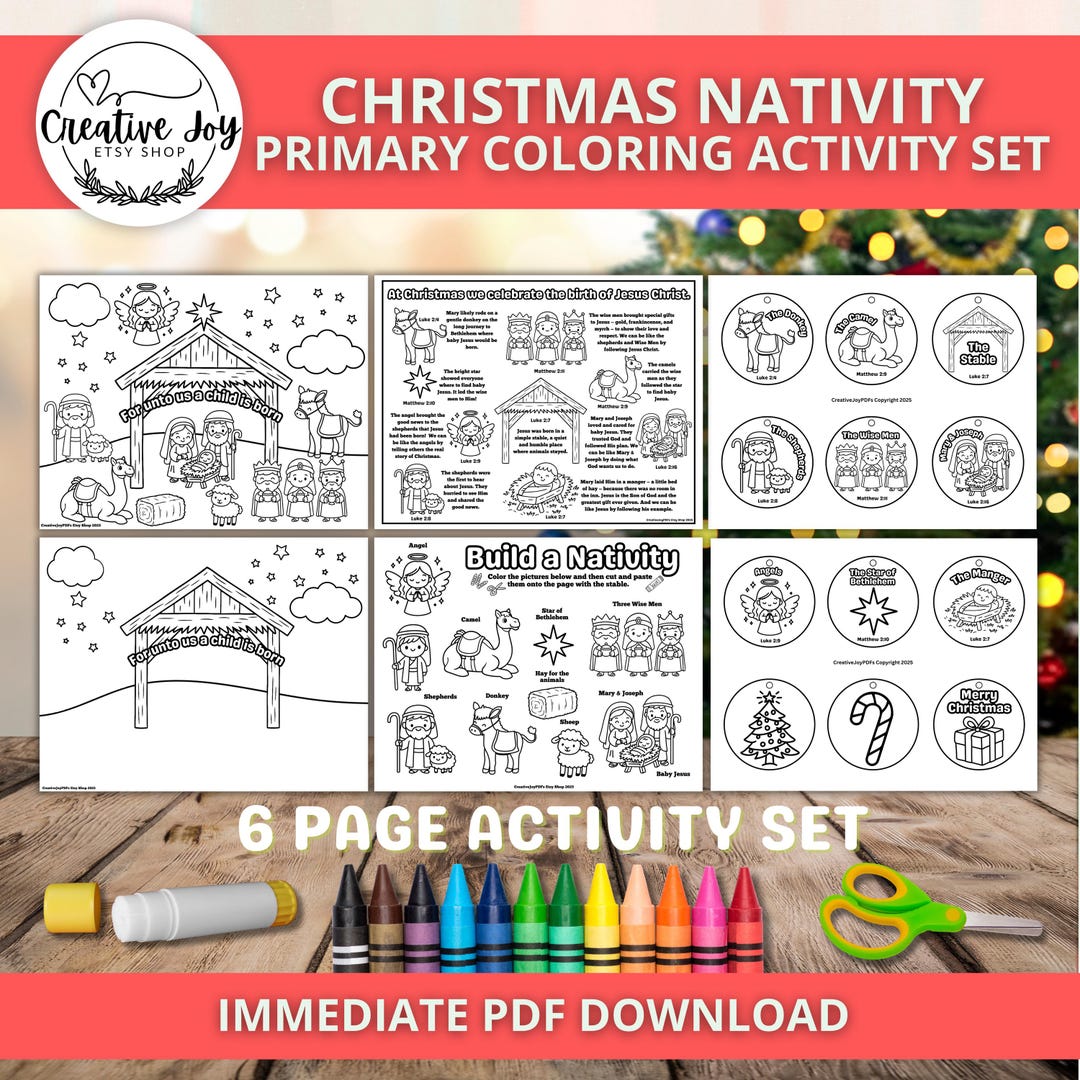 Christmas Nativity Primary Coloring Activity Set | LDS Nativity ...
