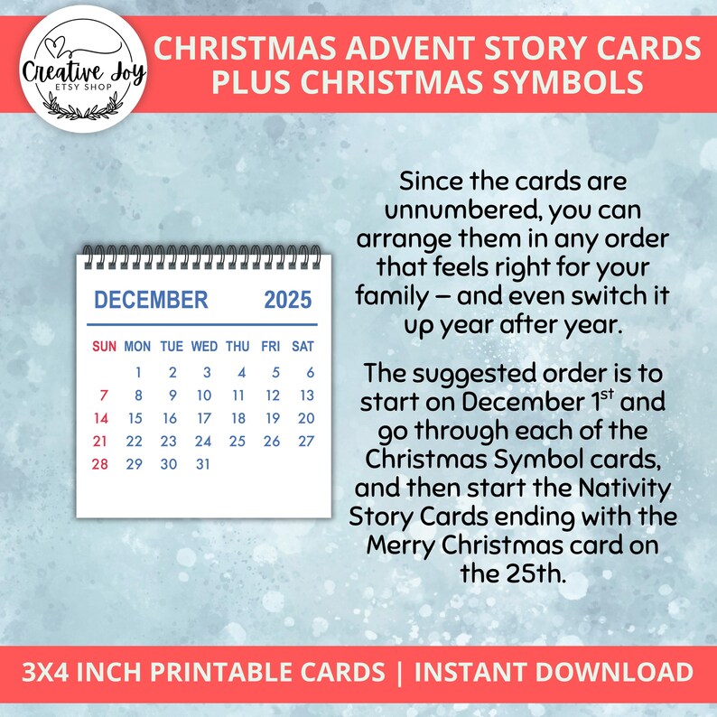 Christmas Advent Story Cards + Christmas Symbols | 25 Printable Cards ...