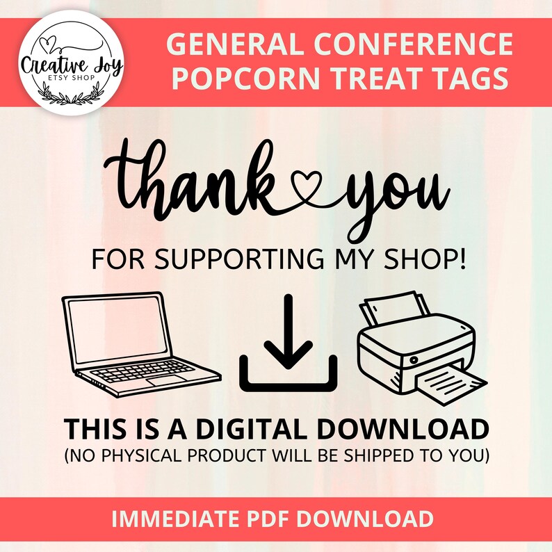 LDS General Conference POPCORN Treat Tag Printable | Young Women ...