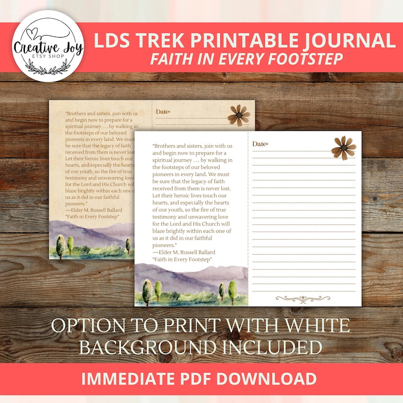 LDS Trek Journal Printable | Pioneer Handcart Trek | Faith Quotes ...