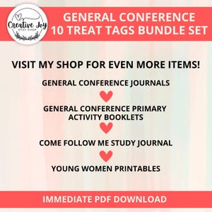 LDS General Conference Treat Tag Bundle Set of 10 Printable | Young ...