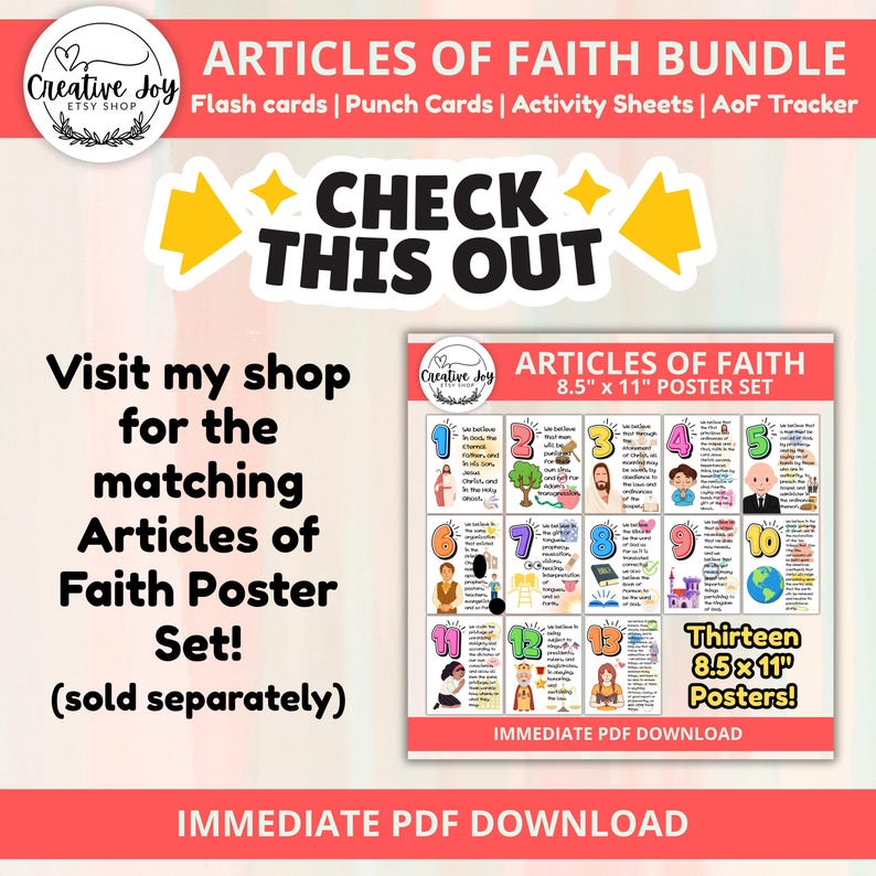 LDS Articles of Faith Printable Bundle | Articles of Faith Flash Cards ...