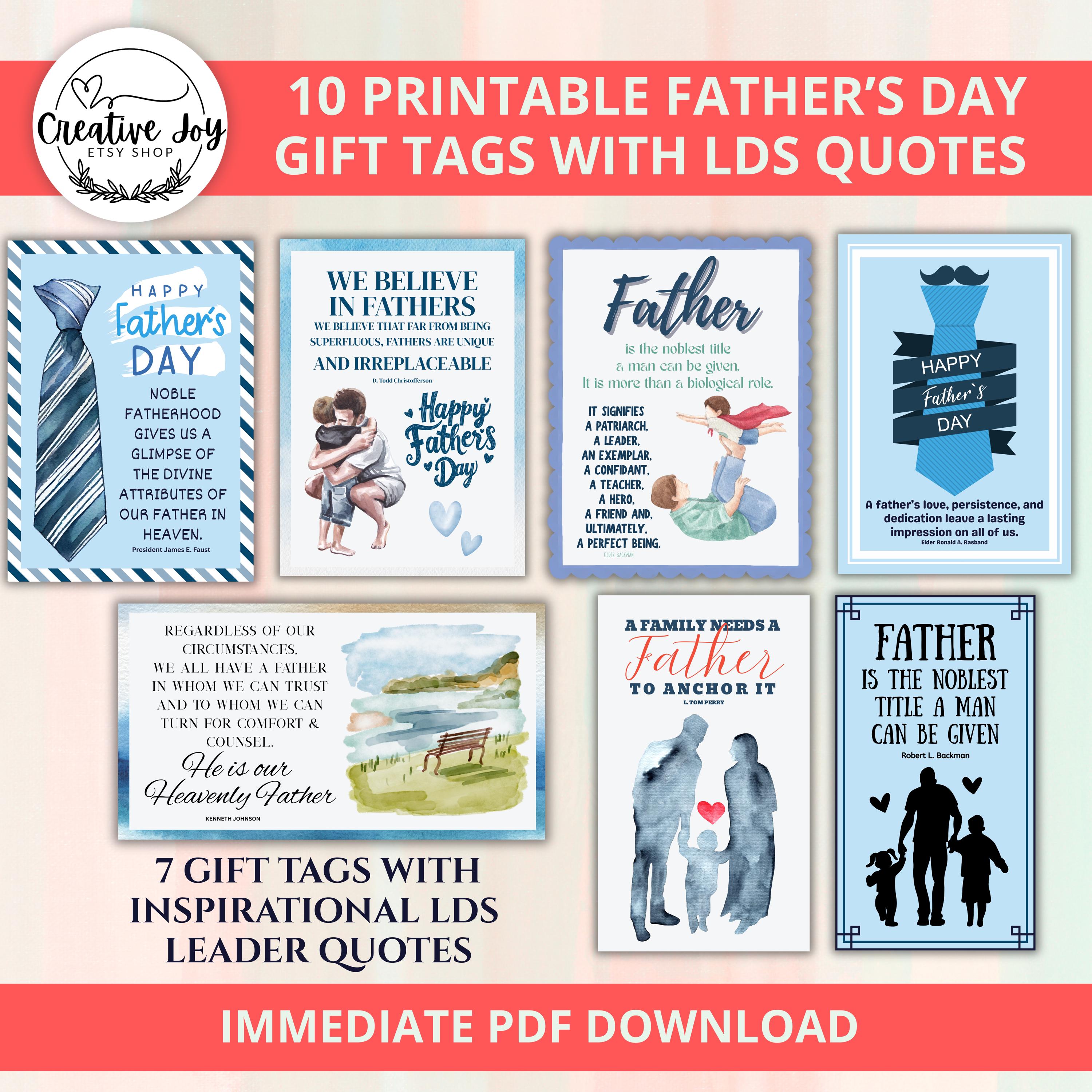 LDS Father’s Day Gift Tags | Set of 10 Printable Cards With ...