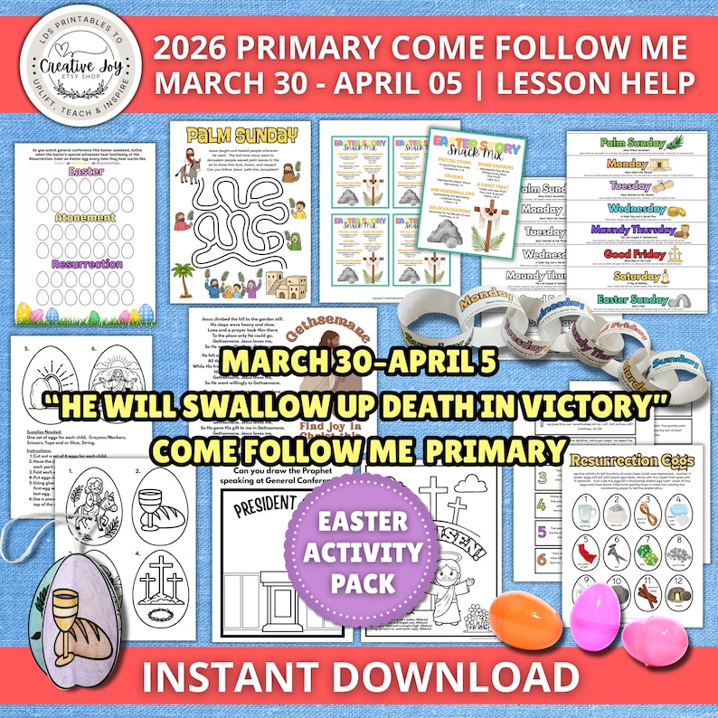 Easter Come Follow Me Primary Activities 2026 | LDS Primary Lesson ...