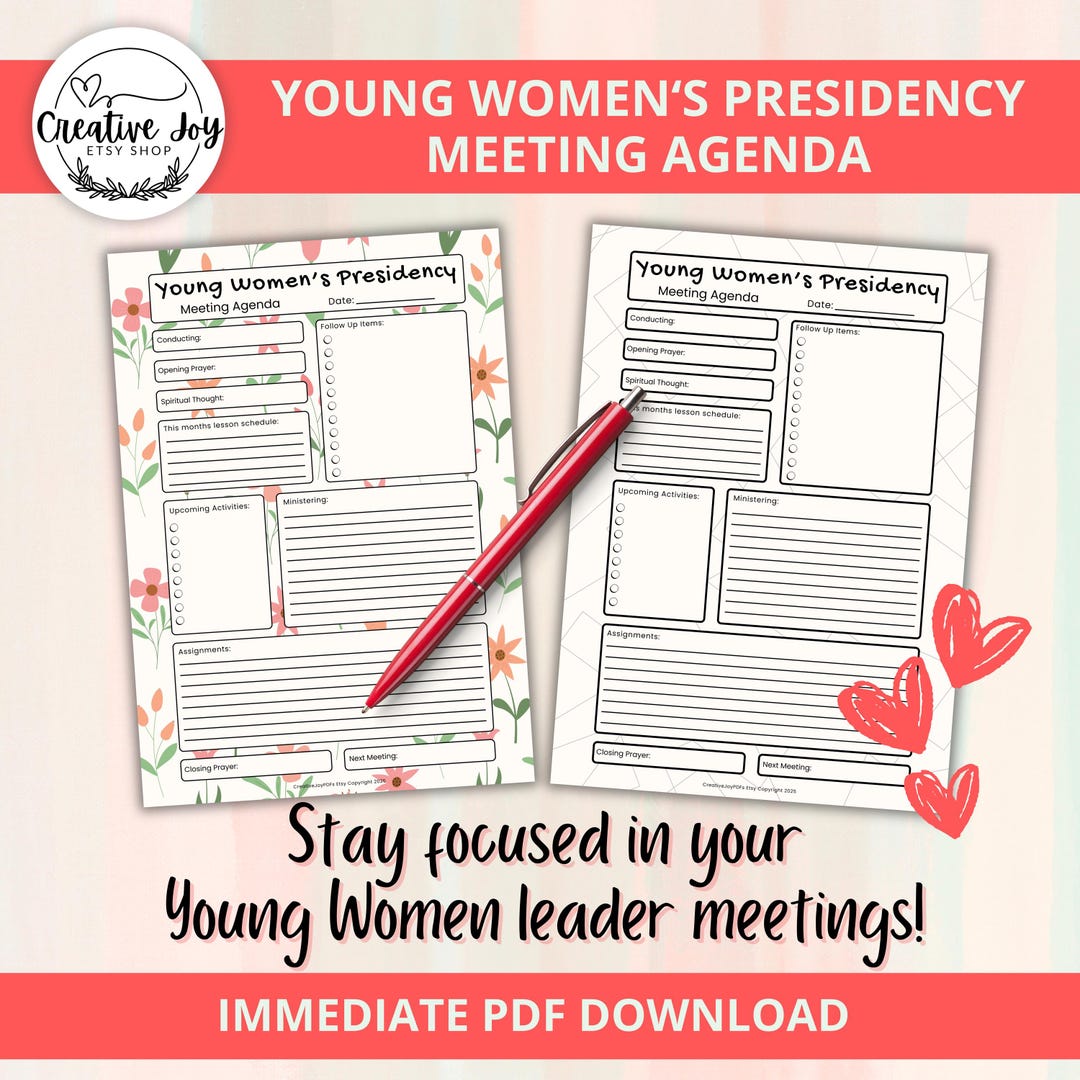 Young Women's Leader Meeting Agenda | LDS Young Women’s Presidency ...