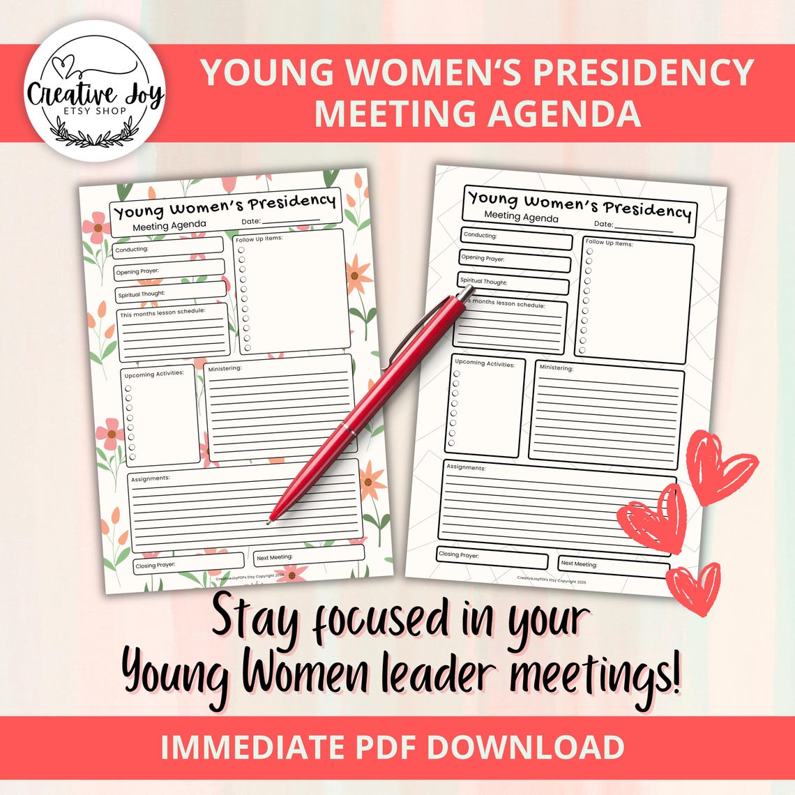 Young Women's Leader Meeting Agenda | LDS Young Women’s Presidency ...